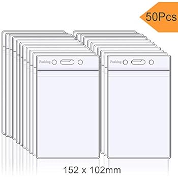 Pack of 50 Vinyl A6 ID Plastic Card Badge Name Tag Holders by Lanyards ...