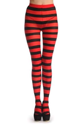 Black & Red Horizontal Stripes - Red Striped Tights: Amazon.co.uk: Clothing