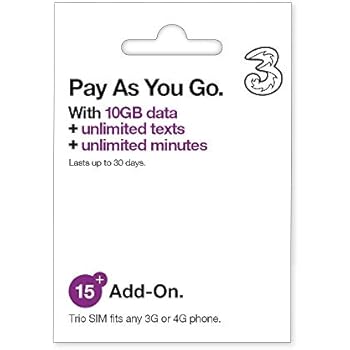 Three Pay As You Go Mobile Broadband 12 GB Data SIM: Amazon.co.uk ...