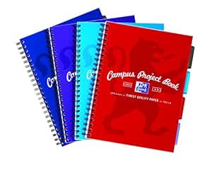 Oxford Campus A4 Size Project Book, Assorted Colour, Pack of 5: Amazon ...