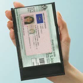 Black Leather Driving Licence Holder With Clear Pockets: Amazon.co.uk ...