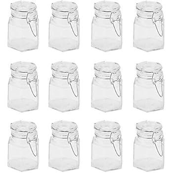 Set of 12 Hexagonal Jars | 90ml Clip Top Jars | Mini Glass Jars ...