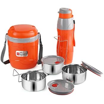 Buy Cello Lunch Express, Insulated Tiffin and Water Bottle, Orange ...
