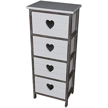 Shabby Chic Modern Wooden White Bedside Table Drawer Cabinet with Love ...