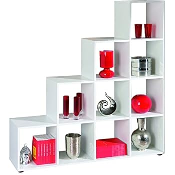 Relaxdays Stufenregal Holz, 10 Fächer, Treppenregal als Raumteiler oder ...