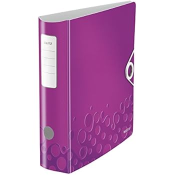 Leitz Lever Arch File, Metallic purple, A4, Curved spine 75mm width, Elastic fastening, Light ...
