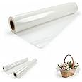 80CM Folded to 40CM Clear Cellophane Wrap Roll – Extra Wide Continuous Transparent Wrapping Roll ...