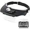 Head Magnifier Glass with Light Optivisor with LED Jewelers Magnifying Glasses 1.2X 2X 1.8X 2.5X ...