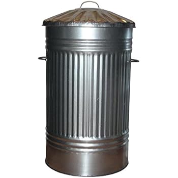 60L Galvanised Steel Bin Metal Rubbish Indoor/Outdoor Home Heavy Duty ...