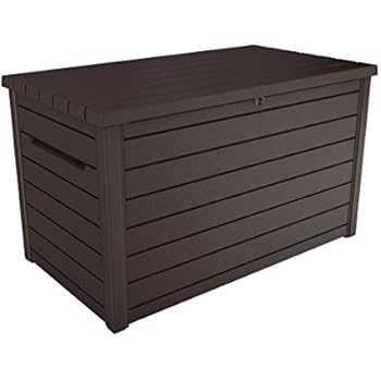 Keter Borneo Outdoor Plastic Storage Box Garden Furniture, Brown, 129.5 ...