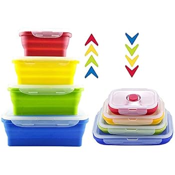 4 Pack Silicone Collapsible Food Storage Containers Set BPA Free ...