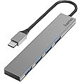 Hama Multiport USB Hub, USB C Hub Multiport Adapter- 4 in 1 Portable Type C Hub, USB 3.2 Gen1 ...