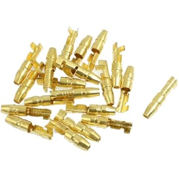 20 Pcs Gold Tone Brass Male Crimp Terminals Pin 4mm Wiring Connectors ...