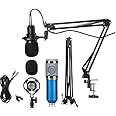 TECHBLAZE Professional BM-800 Cardioid Condenser Microphone Set 3.5mm Jack Recording Microphone ...