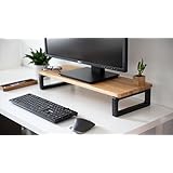 carpentray Wooden Computer Monitor Stand, Monitor Riser Desk Shelf ...