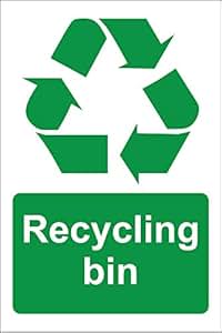 Recycling bin sign - Self adhesive sticker 300mm x 200mm: Amazon.co.uk ...