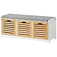 SoBuy® Storage Bench with 2 Drawers & Seat Cushion, Shoe Cabinet ...