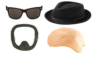 Breaking Bad Walter White Bald Wig Black Hat Goatee Moustache Beard and ...