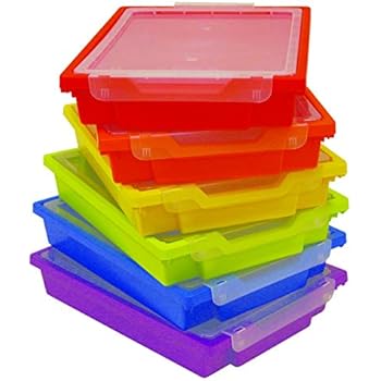 Gratnells Shallow trays - Set of six plastic storage boxes with lids ...