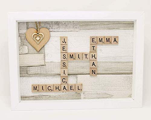Personalised Scrabble Family Name Frame - A4 White Box Frame : Amazon ...
