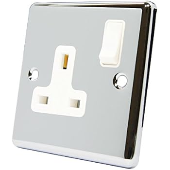 Socket 2 Gang - Polished Chrome - Classic - White Insert Plastic Switch ...