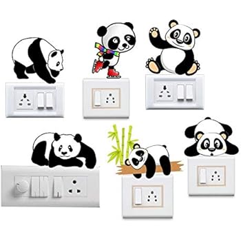 Buy Sticker Yard Funny Panda Wall Decal Switchboard Sticker(Color ...