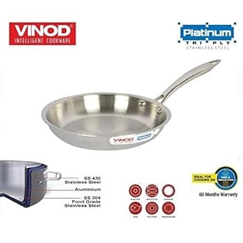 Buy Vinod Cookware 22 cm Induction Friendly Platinum 18/8 Stainless ...