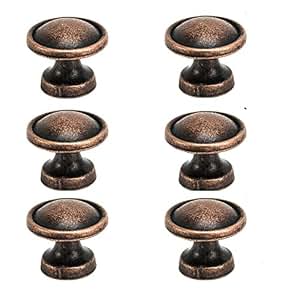 25mm Vintage Copper Knobs Antique Round Cupboard Cabinet Drawer Kitchen ...