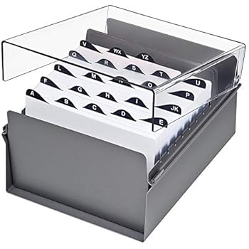 HAN 1005, Wooden card filing box A5 landscape, for 1,500 cards, metal ...