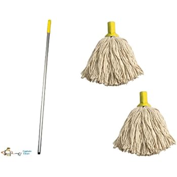 Professional Colour Coded Mop Handle and 2 Mop Heads - Colour Yellow ...