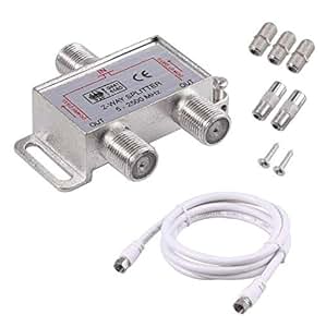 Justech TV Aerial Splitter 2 Way Satellite Splitter F: Amazon.co.uk ...