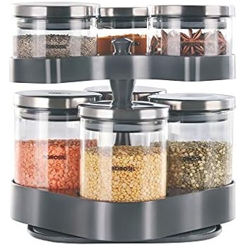 Buy Borosil Classic Jar Set of 7 (with Rotating Tray) Online at Low ...