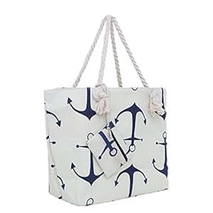 Große Strandtasche mit Reißverschluss 58 x 38 x 18 cm maritimes Design ...
