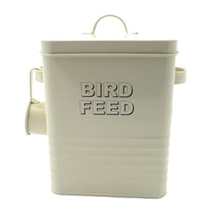 Bird Food Storage Tin - Cream Metal Bird Food Storage - New Home Sweet ...