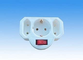 3er Steckdose, 3 Fach Steckdose mit Schalter, Adapter, Schuko-Stecker ...