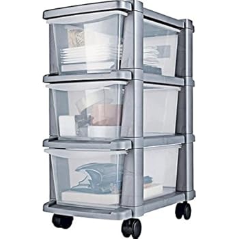 Keter 4 Drawer Tower Storage Unit - White, Mounted on wheels for easy ...