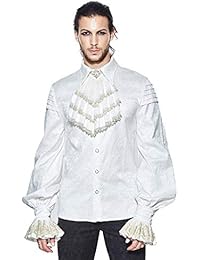 Camicie casual XS, Bianca GRACEART Camicia da Pirata Medievale in Cotone Camicia d Epoca per ...