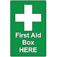 First aid Box here Safety Sign - Self Adhesive Sticker (200mm x 150mm ...