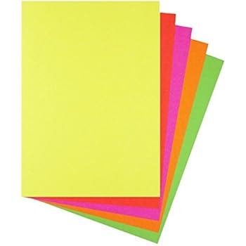 Pack Of 50 A4 Sheets Of Assorted Fluorescent Neon Paper: Amazon.co.uk ...