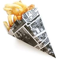 30 x Disposable Newsprint Paper Chip Cones party take away : Amazon.co ...