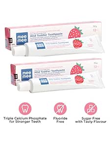 Mee Mee Toothpaste (Pack of 2, Strawberry - with Triple Calcium ...