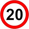20 mph kmph speed limit road sign - Self adhesive sticker (200mm x ...
