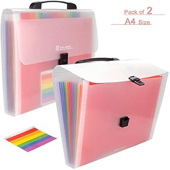ASelected 2 Pack A4 Expanding File Organiser - 13 Pockets Plastic ...