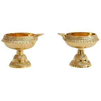Buy Devi Swastik Kubera Brass Vilakku Deepam - Set of 2 Online at Low ...