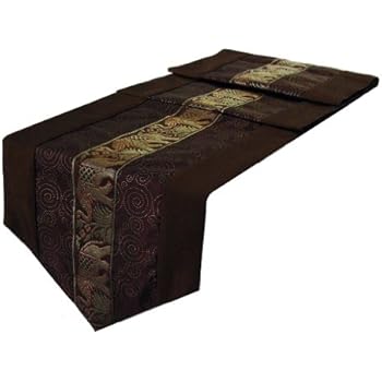 "brown" tablecloth tablerunner table runner linen Thai Silk Elegant ...
