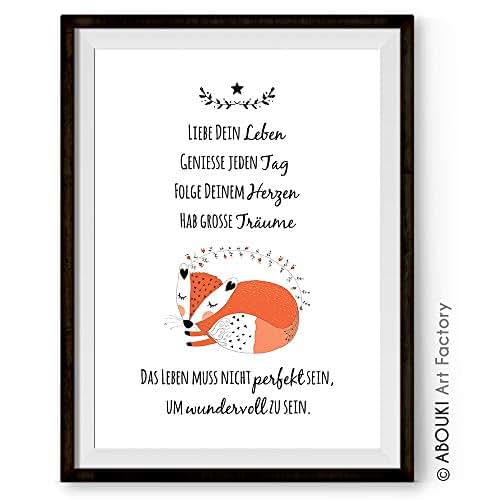 ABOUKI hochwertiger Kunstdruck - ungerahmt - "Liebe Dein Leben" mit ...
