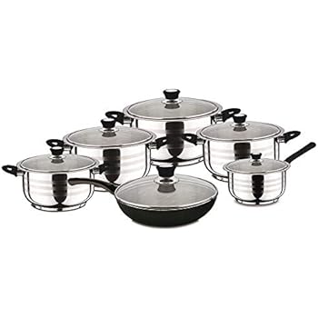 Swiss Inox Si-7000 18-Piece Stainless Steel Cookware Set, Includes ...