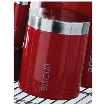 Round Biscuit Tin Red Enamel: Amazon.co.uk: Kitchen & Home