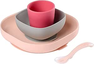 Béaba - Silicone Feeding Meal Set - Set of 4 Pieces : Plate + Bowl ...