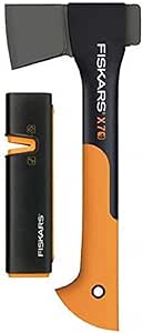 Fiskars Set Universalaxt X7-XS, Mit Axt- und Messerschärfer, Länge: 35 ...